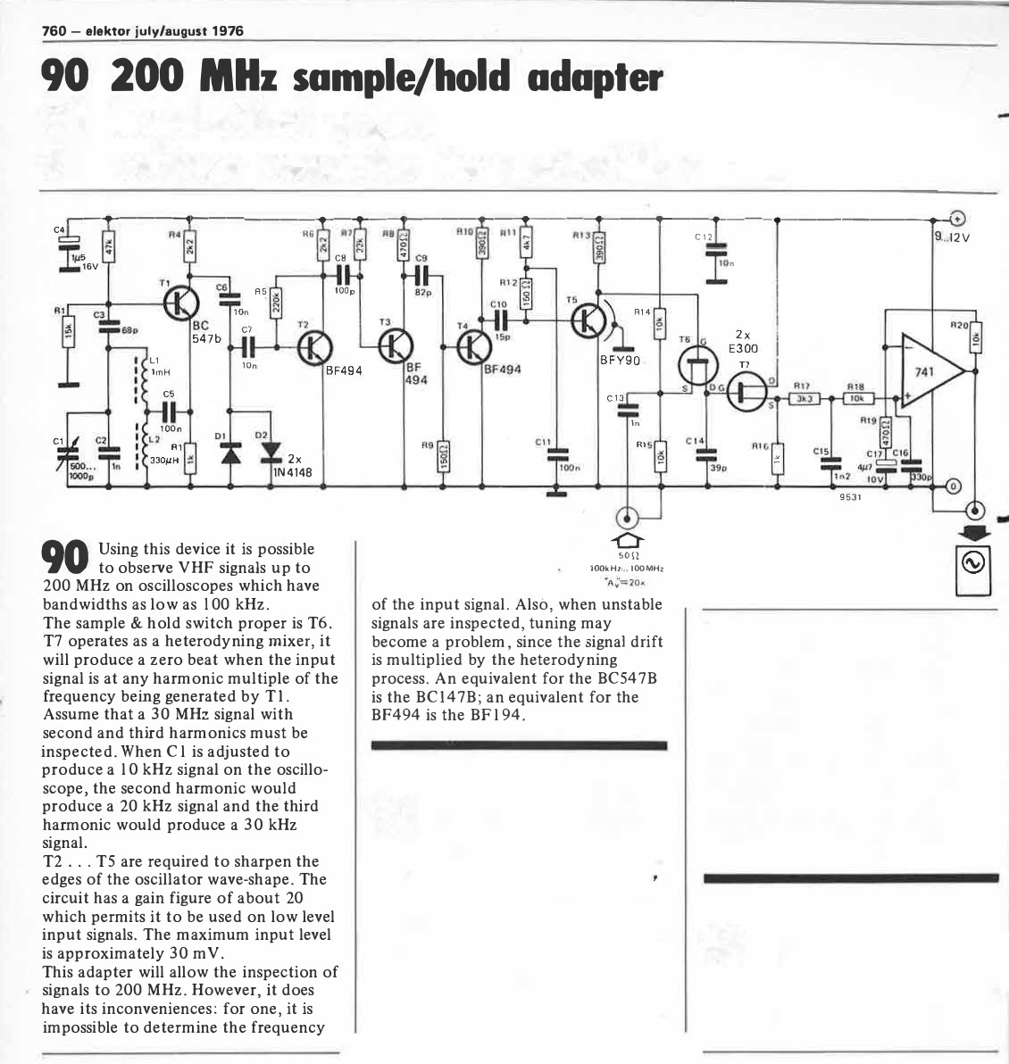 200 MHz Sample hold Adapter Elektor Magazine